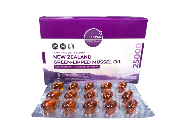 New Zealand Green-Lipped Mussel Oil 25,000 with Vitamin D – Lifespan